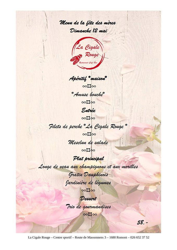 Menu at La Cigale Rouge, Romont
