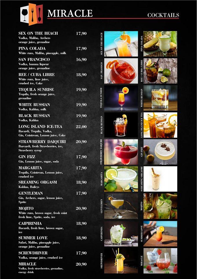 Menu at Miracle Restaurant & Bar, Side Belediyesi