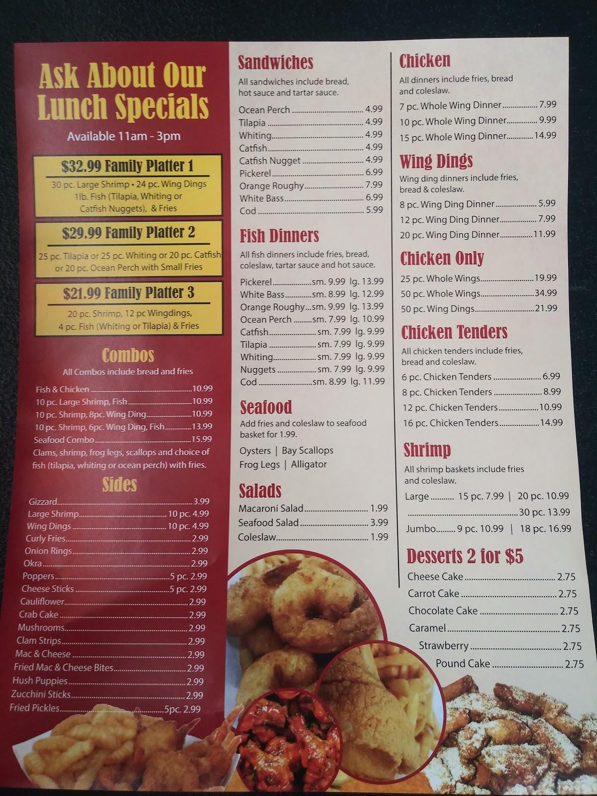 Menu at Moe's Fish & Chicken restaurant, Inkster