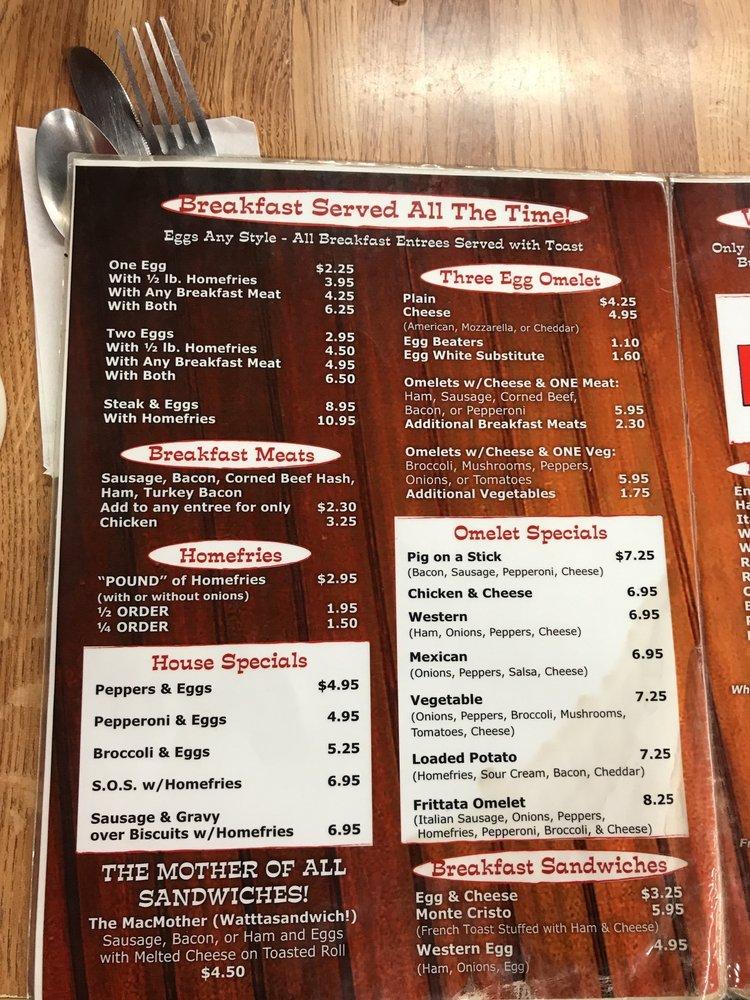 Menu at Mother's Cupboard restaurant, Syracuse