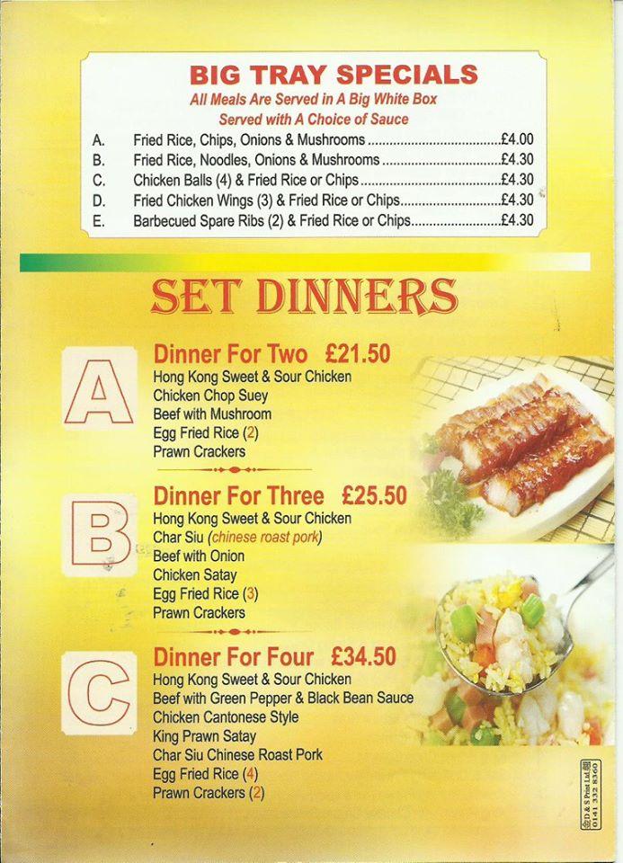 Menu at Alice Chinese Takeaway fast food, Paisley