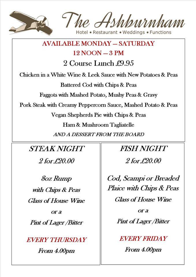 Menu at The Ashburnham Hotel pub & bar, Pembrey