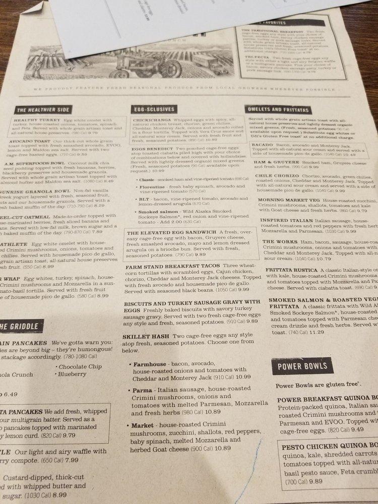 Menu at First Watch cafe, Arlington