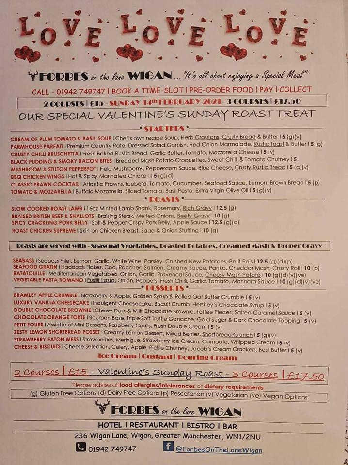 Menu at Forbes on the Lane Wigan pub & bar, Wigan