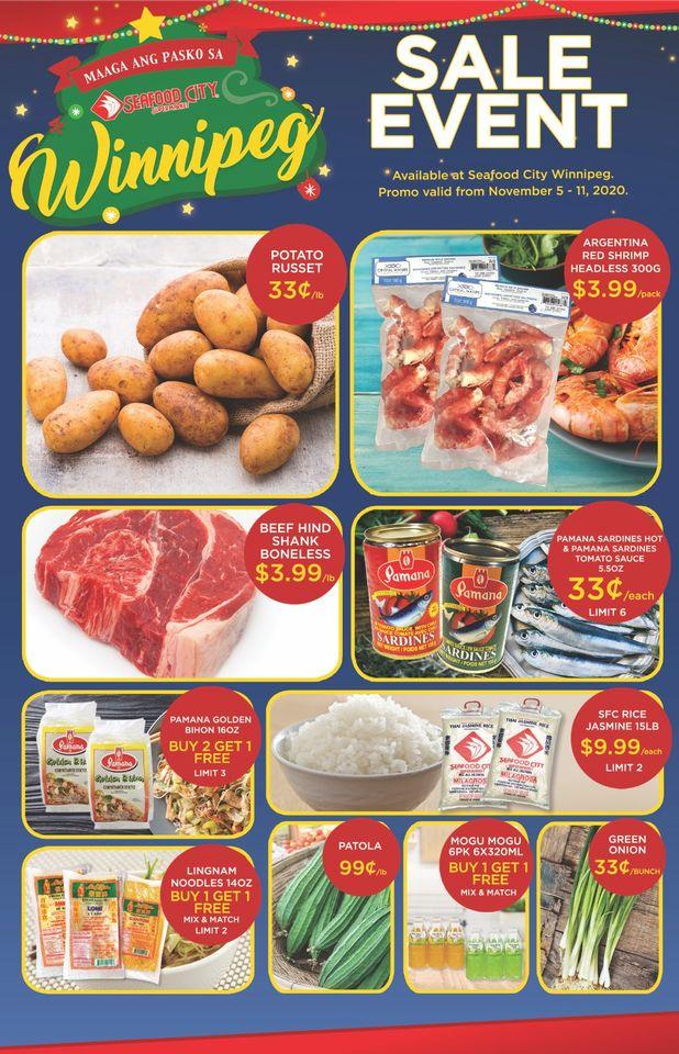 Menu at Seafood City Supermarket restaurant, Winnipeg
