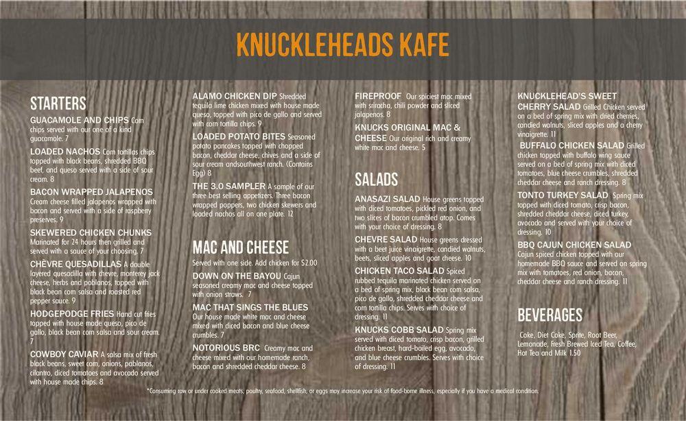 Menu at Knucklehead's Kafe BBQ, Grand Rapids