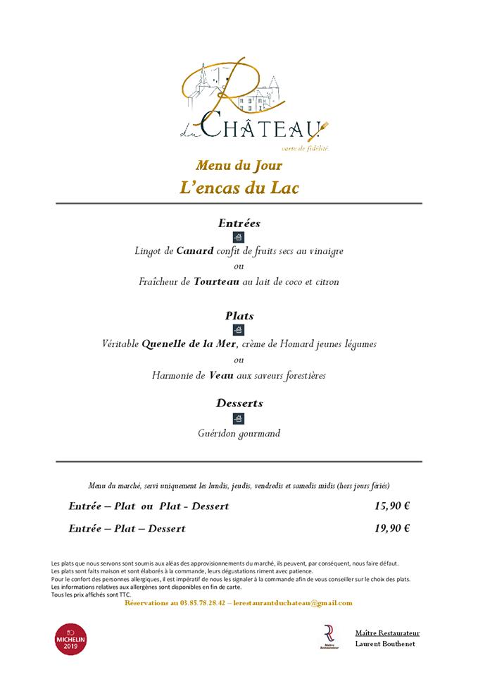 Menu at Le Restaurant du Château, Saint-Sernin-du-Bois, Rte de Saint-Sernin