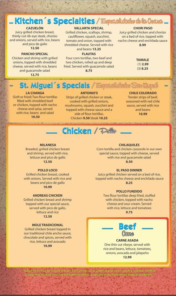 Menu at Monte Alban Restaurante Mexicano, Murphy