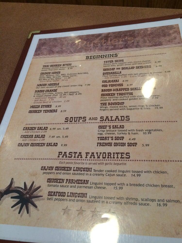 Menu at Rustler's Family Restaurant, St. John's