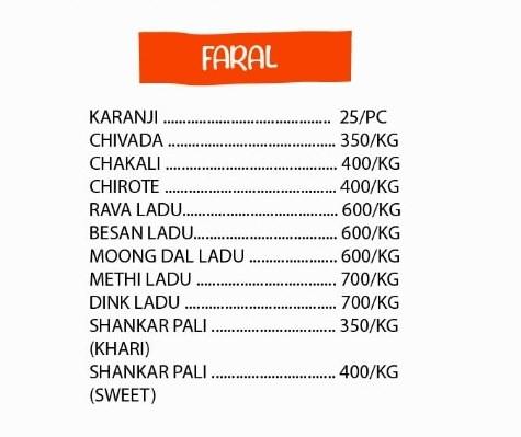 Menu at Tarri - Chase the Taste of Maharashtra., Mumbai