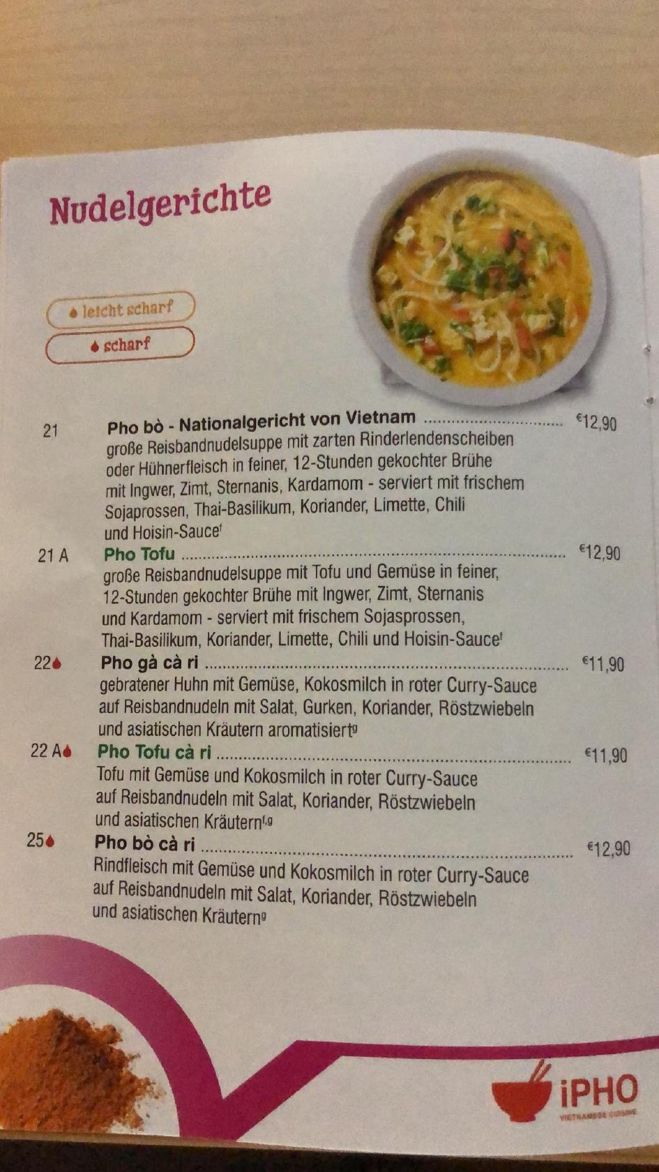 Speisekarte von ipho-vietnamese-cuisine restaurant, Marktoberdorf