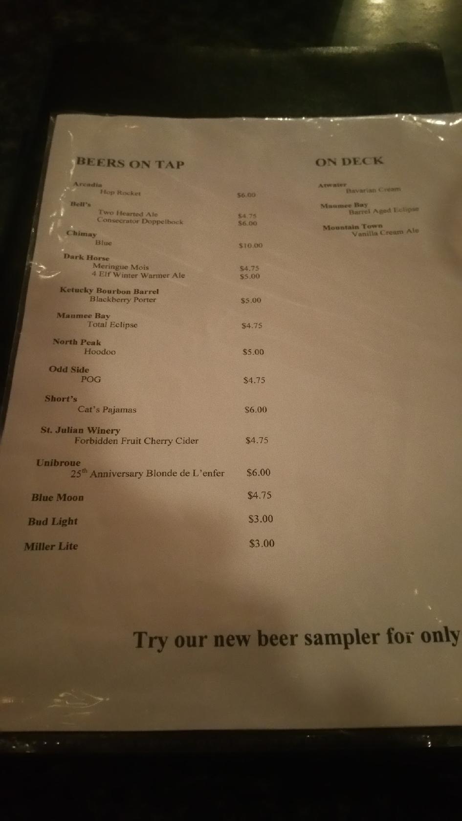 Menu at Harbor Inn & Ale pub & bar, Monroe