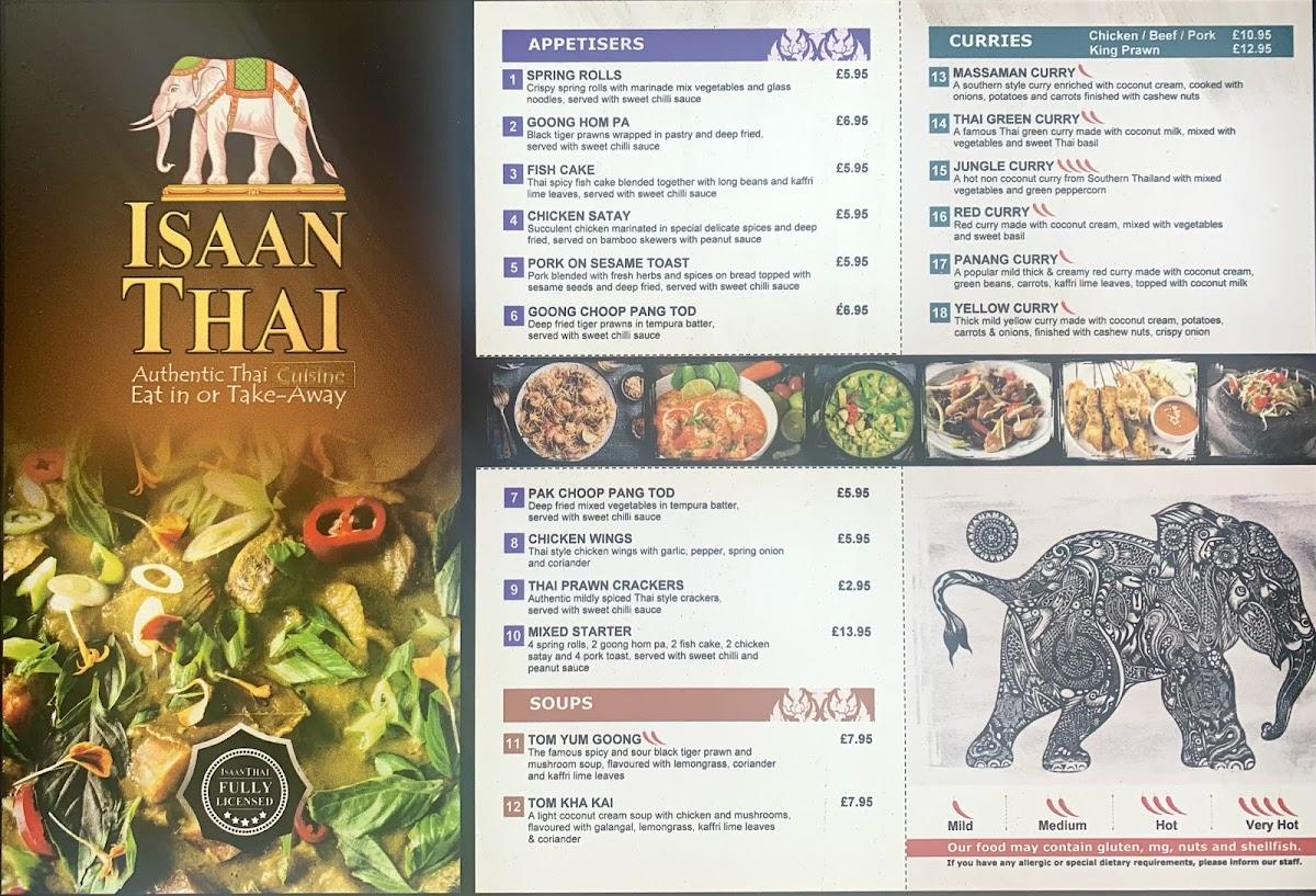 Menu at Isaan Thai restaurant, Rochester, 139 High St
