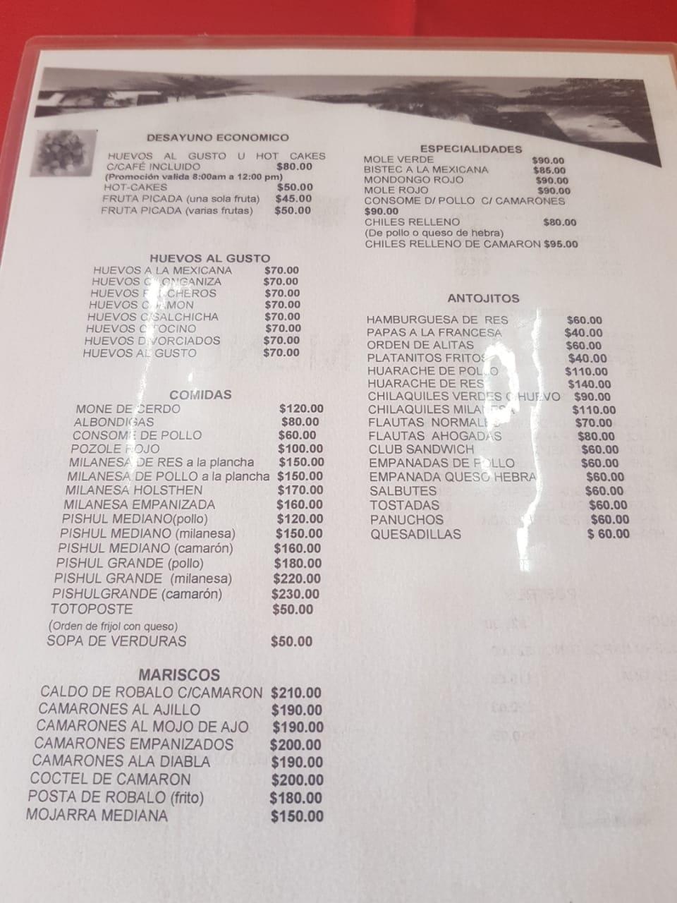 Menu at La Valentina Cocina Mexicana restaurant, Tapijulapa, Av. José ...