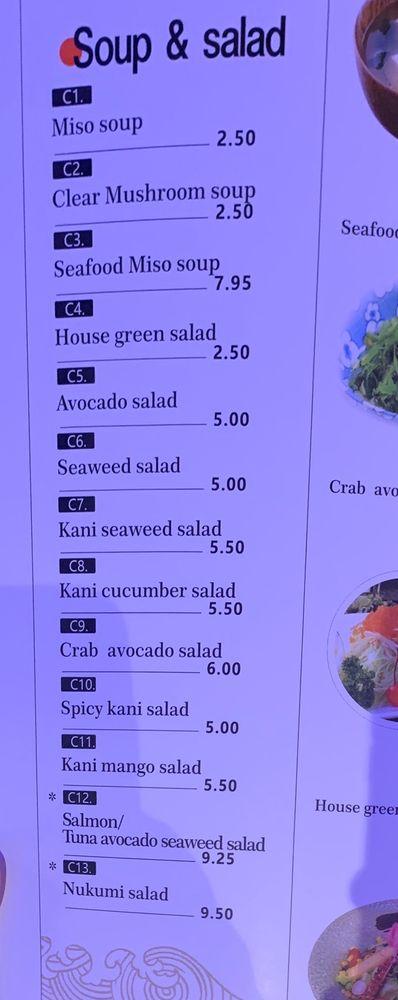Menu at Nukumi restaurant, Houston