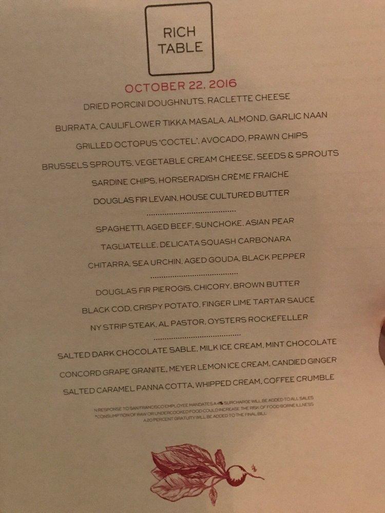 Rich Table Sf Menu | Cabinets Matttroy