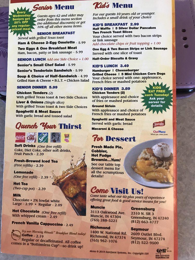 Menu at Sunshine Cafe Muncie, Muncie