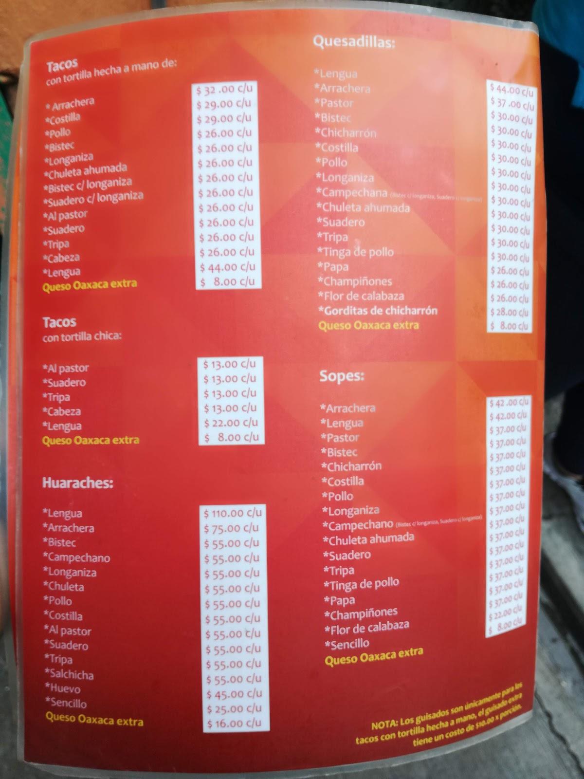 Menu at TAQUERIA Y JUGUERIA DON FRANK restaurant, Ciudad Nezahualcóyotl