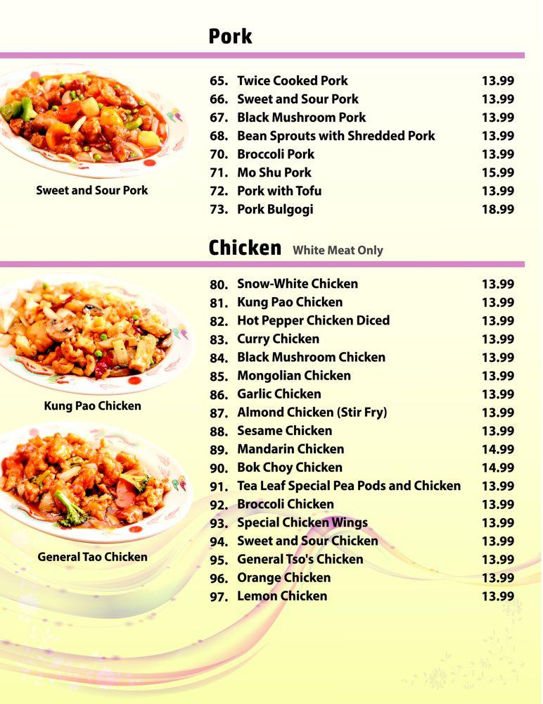 Menu at Tea Leaf 2 restaurant, Lacey