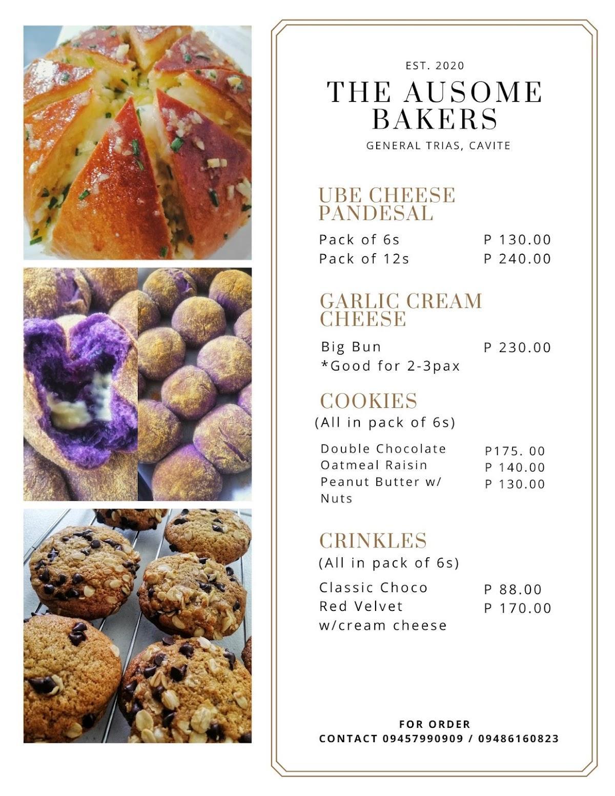 Menu at The Ausome Bakers, General Trias