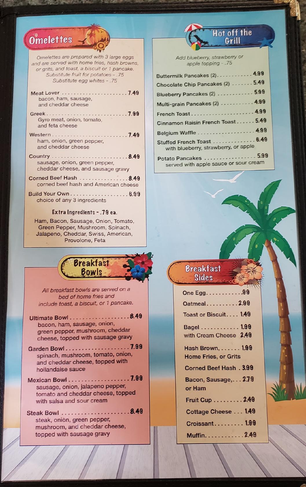 Menu at The Bayou Cafe, Tarpon Springs