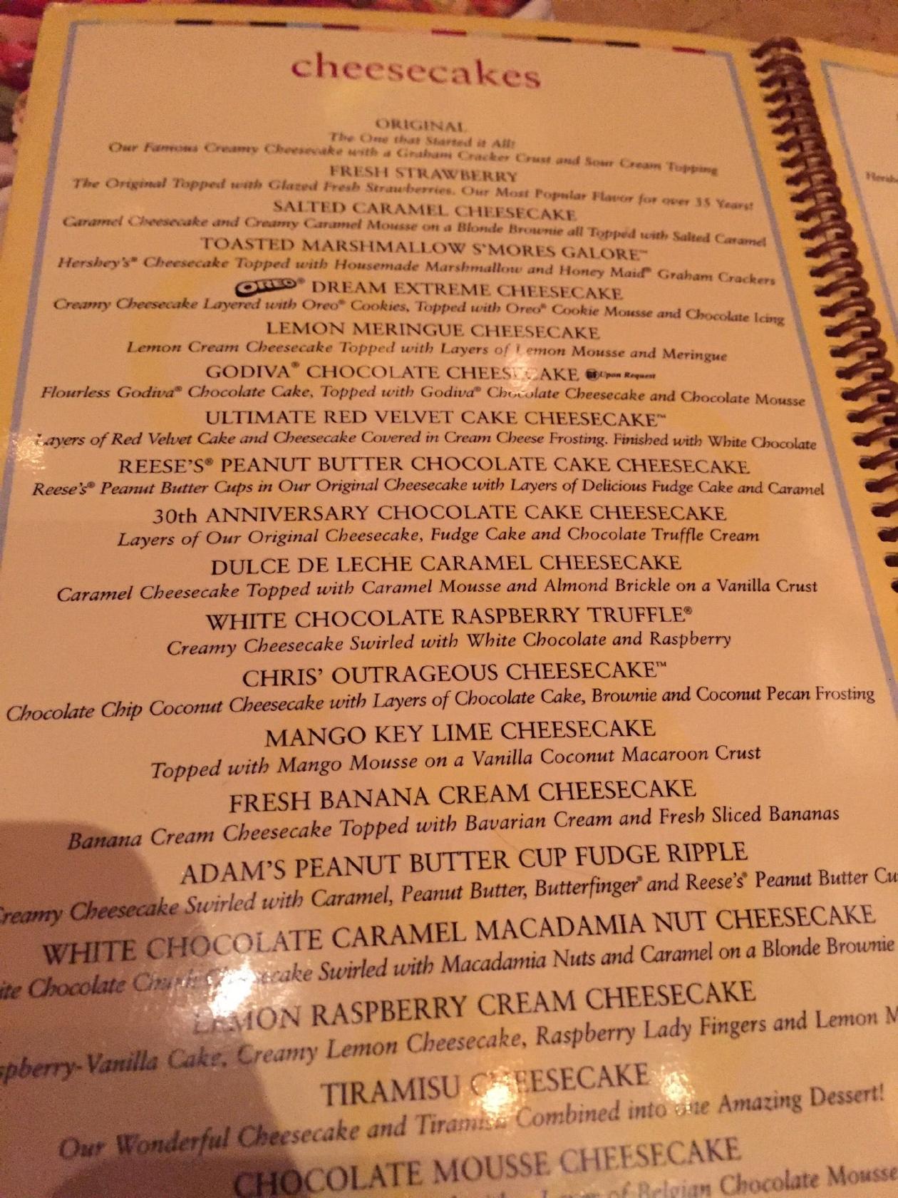 Menu at The Cheesecake Factory desserts, Westlake, 148 Crocker Park Blvd