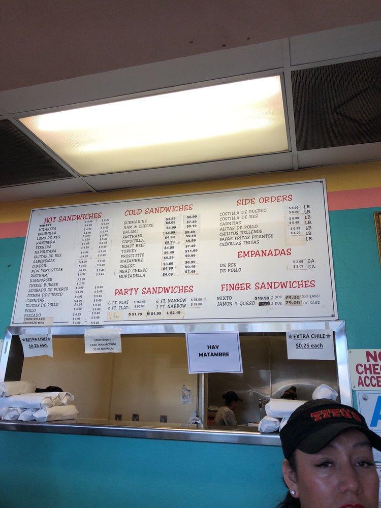Menu at Tito's Market restaurant, El Monte