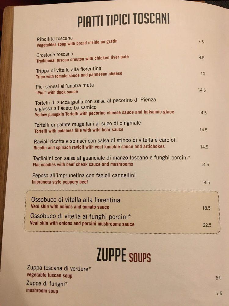 Menu at Trattoria dall'Oste Chianineria steakhouse, Florence, Via dei ...