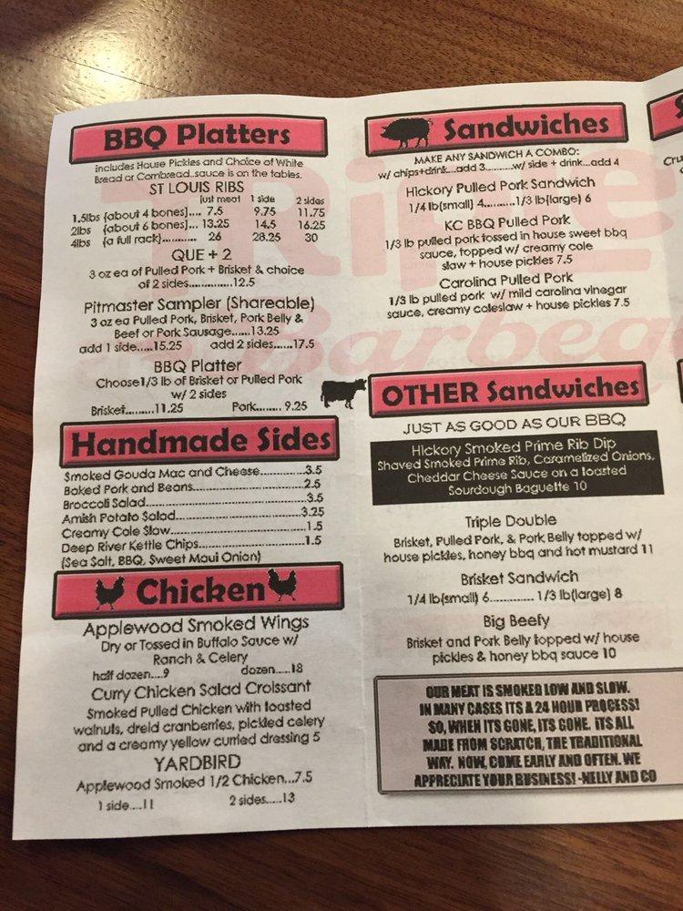 Menu at Triplets BBQ, Cadiz