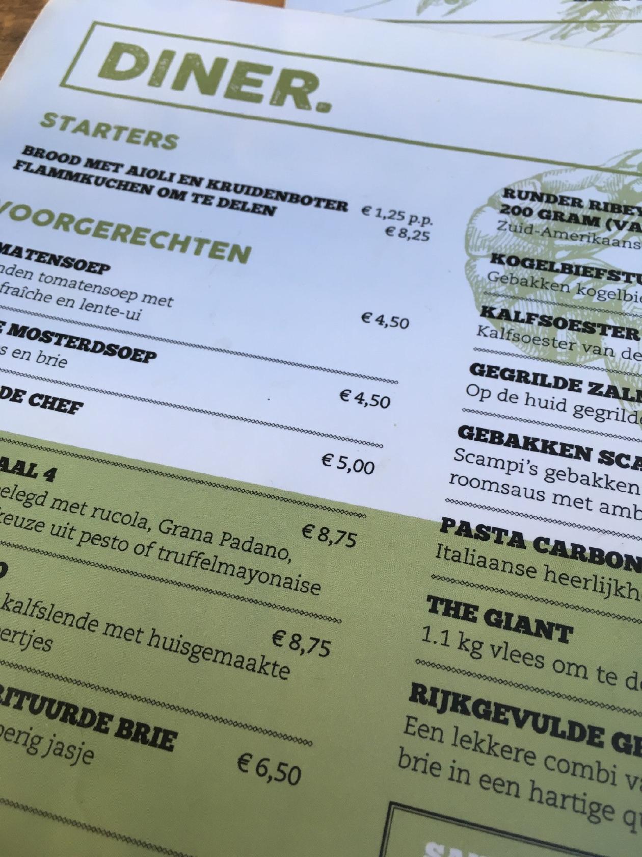 Menu at Zaal 4, Wijchen