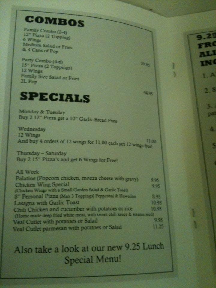 Menu at Cypress Pizza and Chicken restaurant, Maple Creek