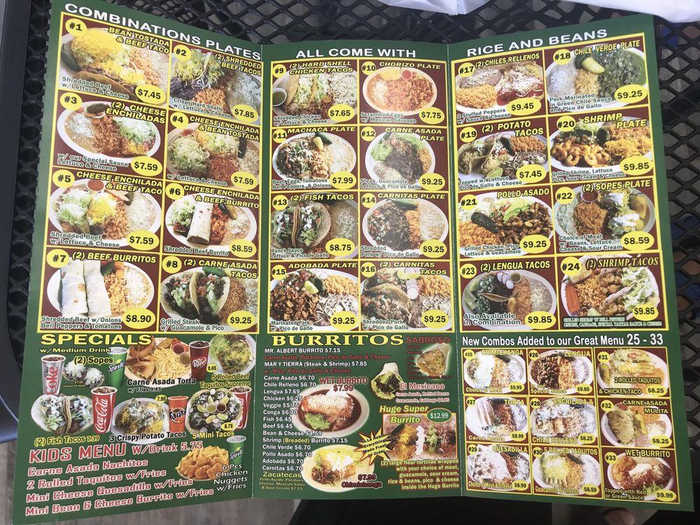 Carta del restaurante Mr.Albert Mexican Food, La Habra