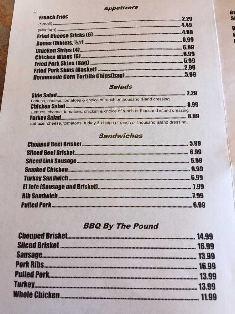 Menu at Texas Pit Stop - Galveston BBQ, Galveston