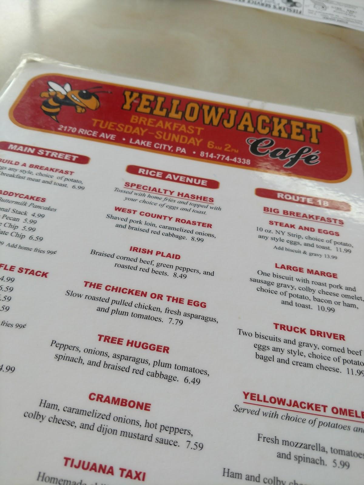 Menu at Yellow Jacket Cafe, Lake City