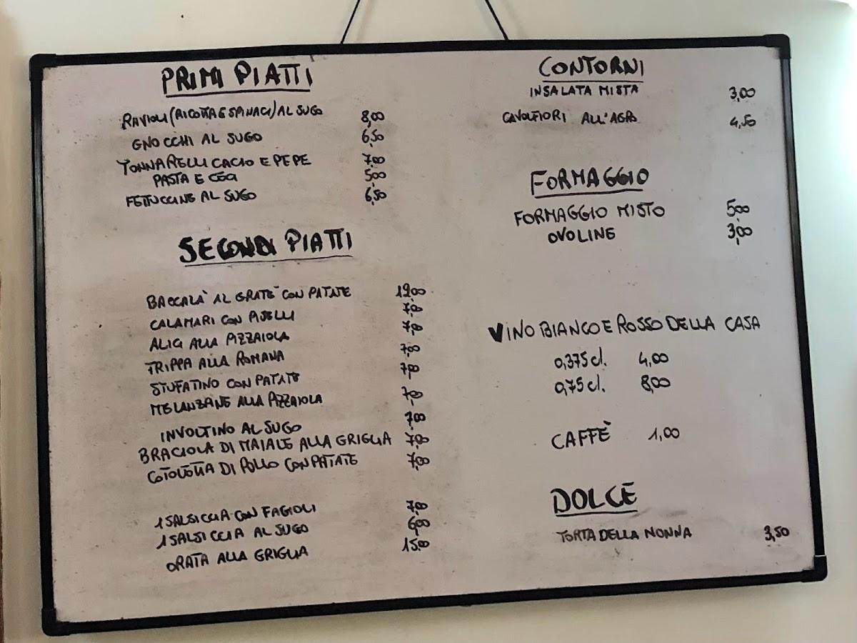 Menu da Antica osteria Da Giovanni ristorante, Roma, Via della Lungara