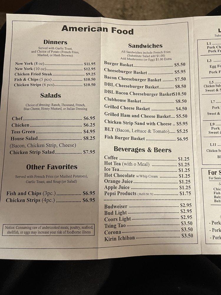 Menu at Gee's Family Restaurant, Goldendale