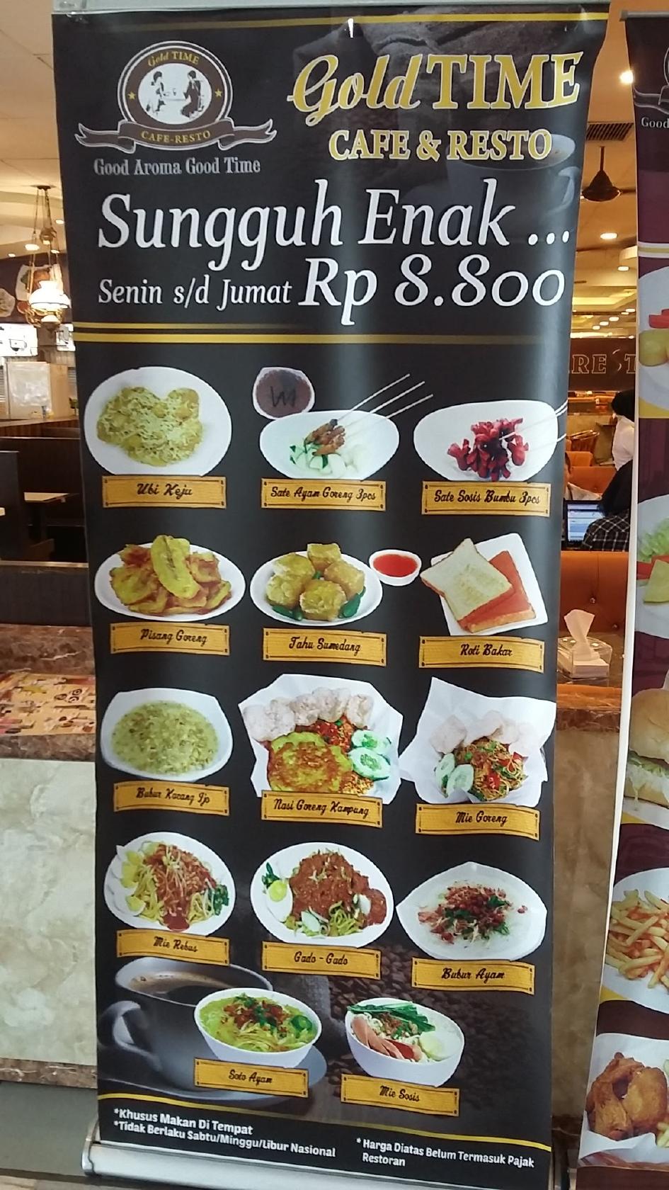 Menu at Gold Time Cafe-Coffee, Batam