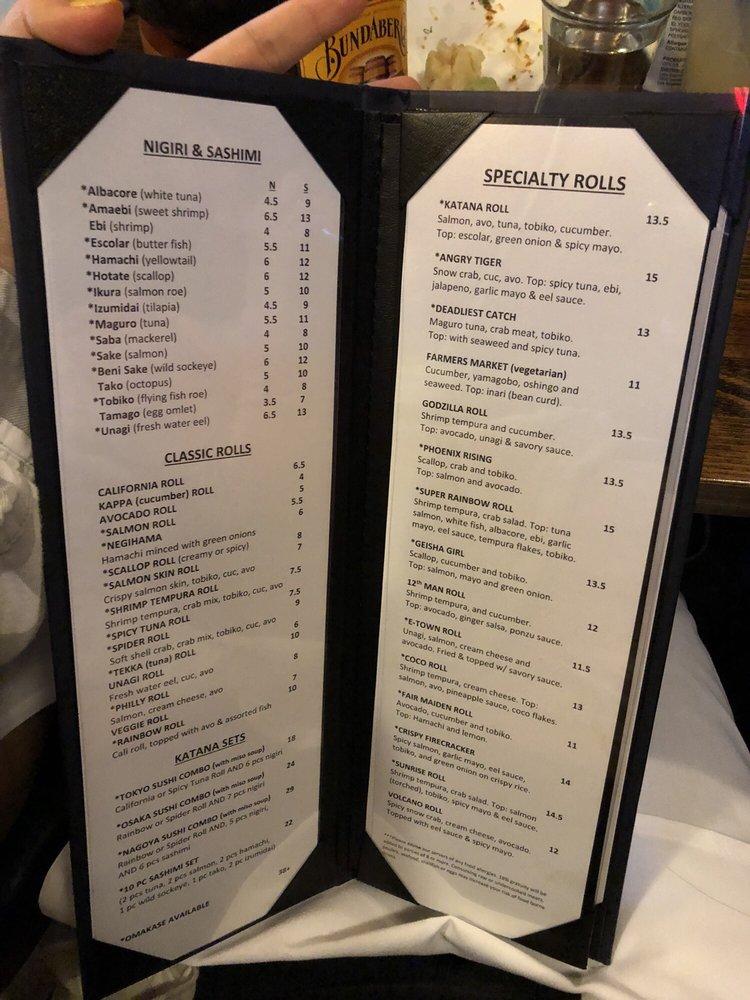 Carta del restaurante Katana Sushi, Everett