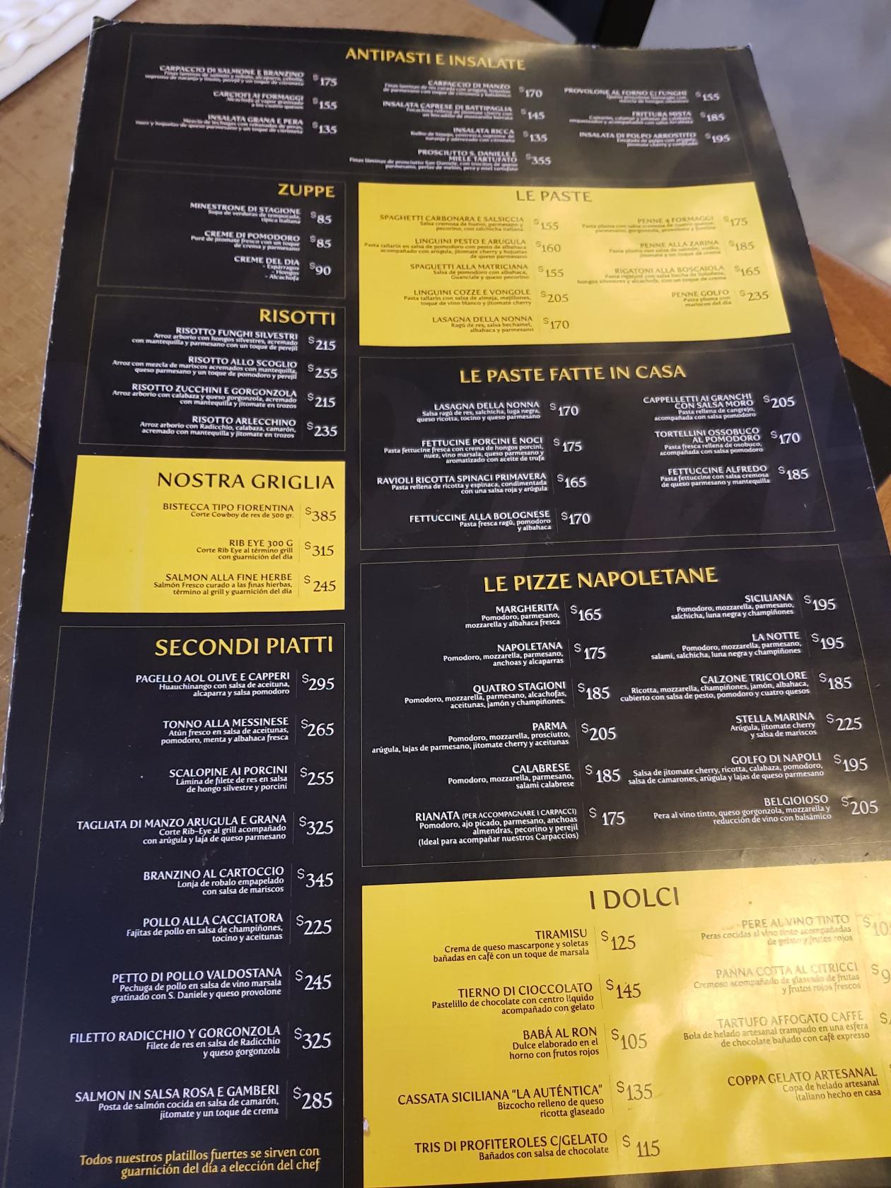 Menu at La Notte - Ristorante restaurant, Celaya, Centro Comercial Town ...