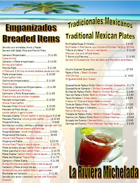 Menu at La Riviera Restaurant, Oklahoma City