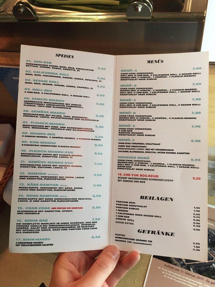 Speisekarte von Mandu restaurant, Bonn, Franziskanerstraße 5
