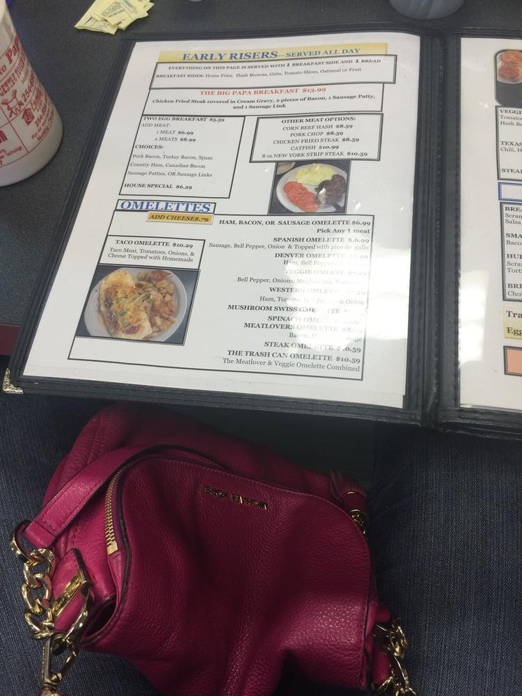 Menu at Papa's Cafe, Harker Heights