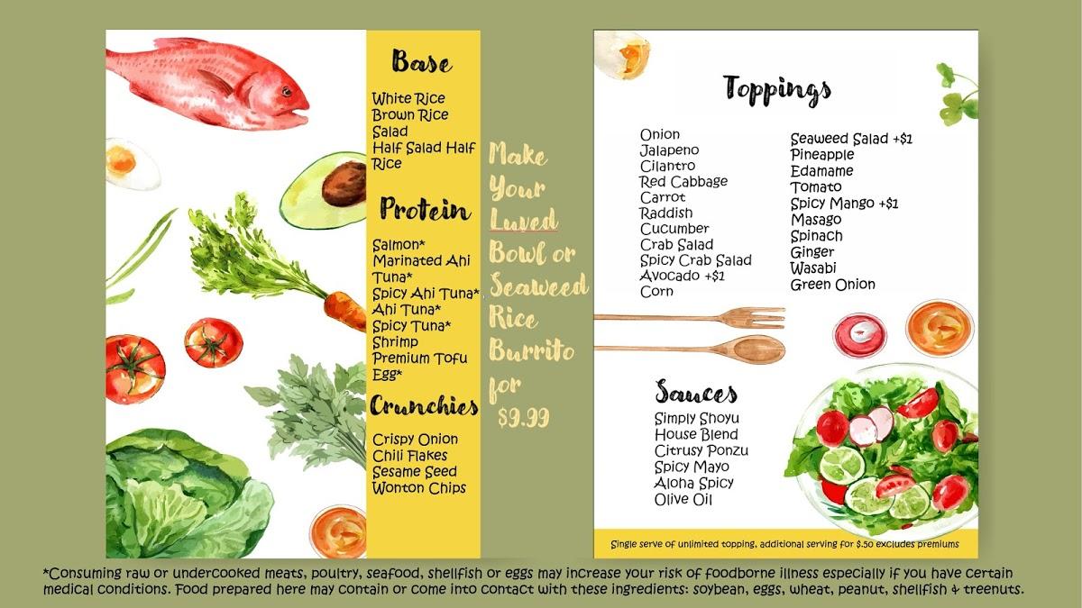 Menu at Pokiluv restaurant, Chandler