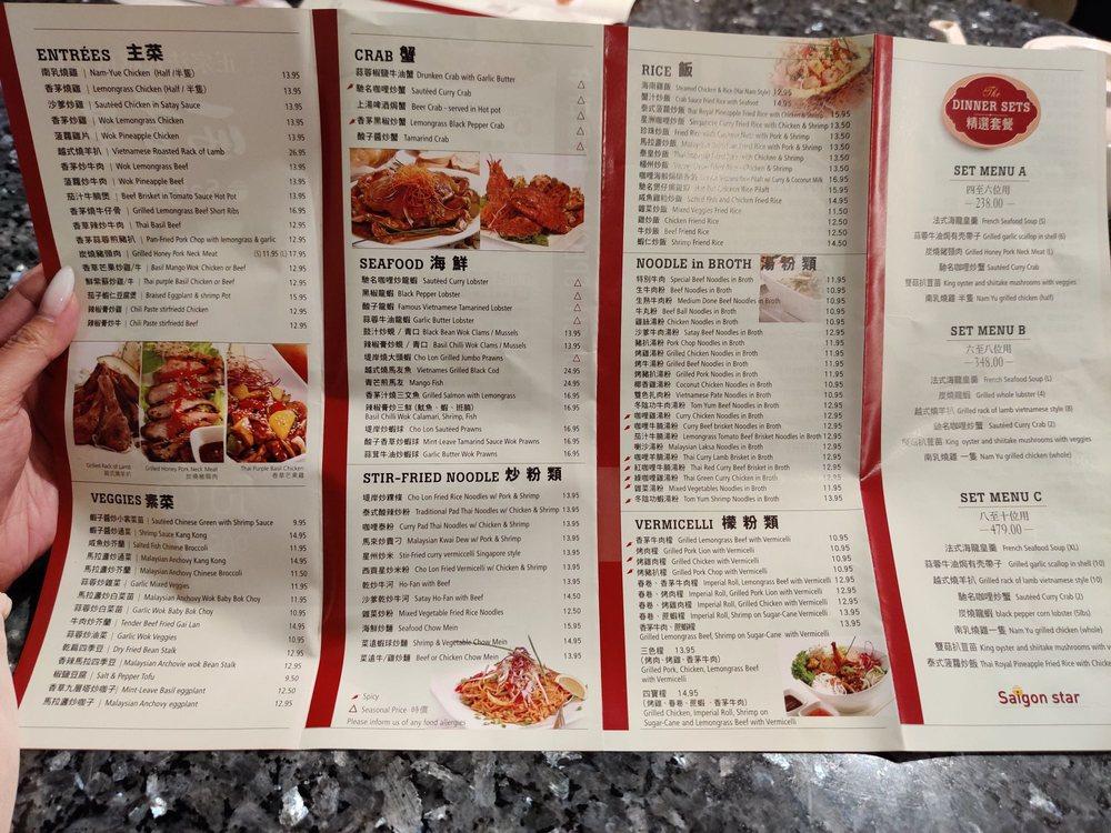 Menu au Saigon Star Restaurant, Richmond Hill, 330 Hwy 7