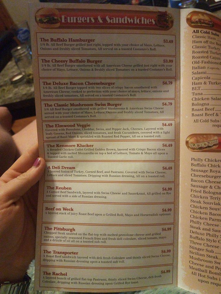 Menu at The Corner Store restaurant, Buffalo, Delaware Ave