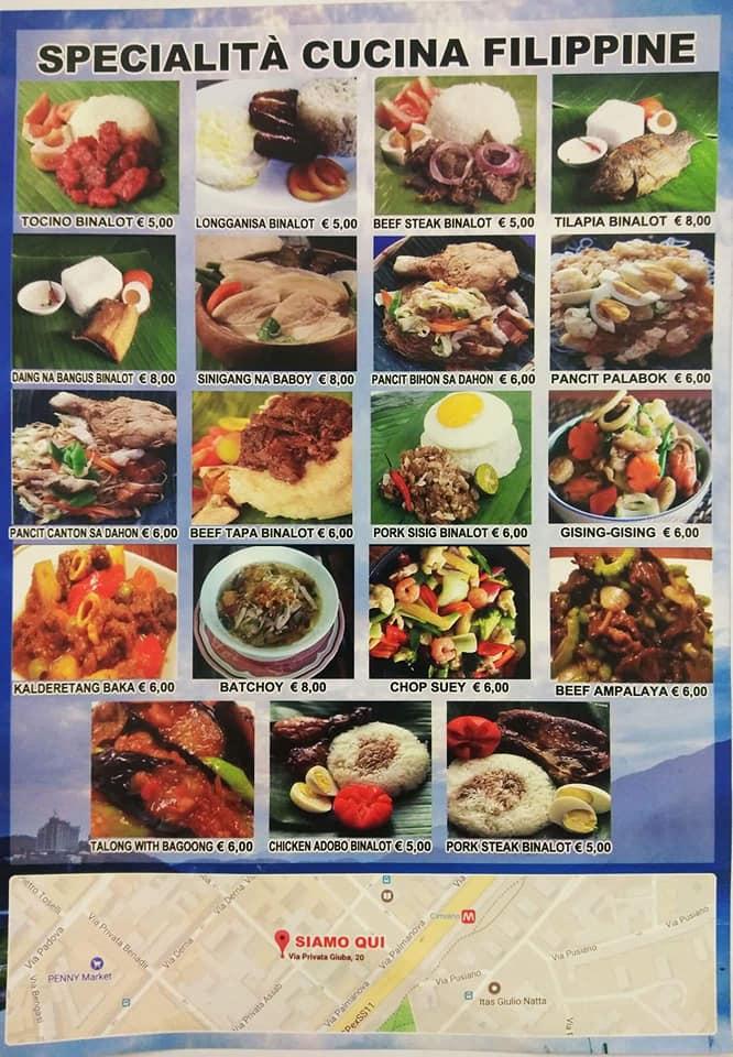 Menu da li shui restaurant, Milano