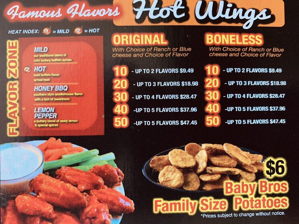Carta del pub y bar Baby Bros Pizza & Wings, South El Monte