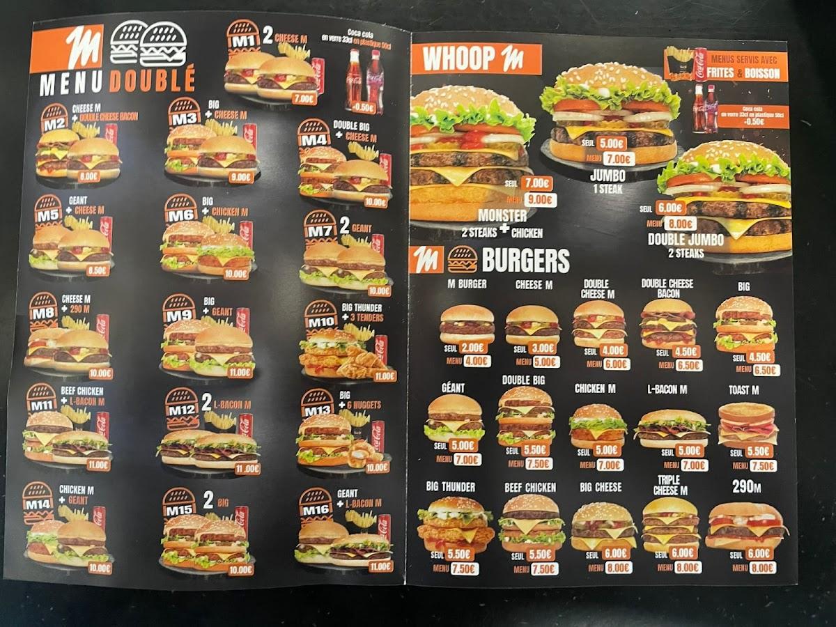 Menu au Big M restaurant, Bondy