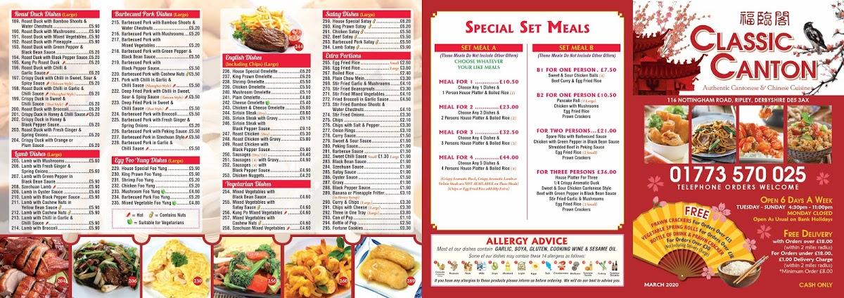 Menu at Classic Canton fast food, Ripley