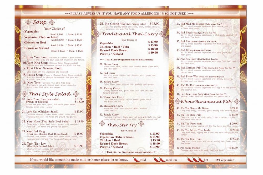 Menu at IN 2 THAI restaurant, Bungalow